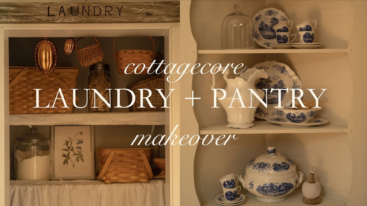 Cottagecore 🌿 Laundry and Pantry makeover on a budget 🧺 Small place ...