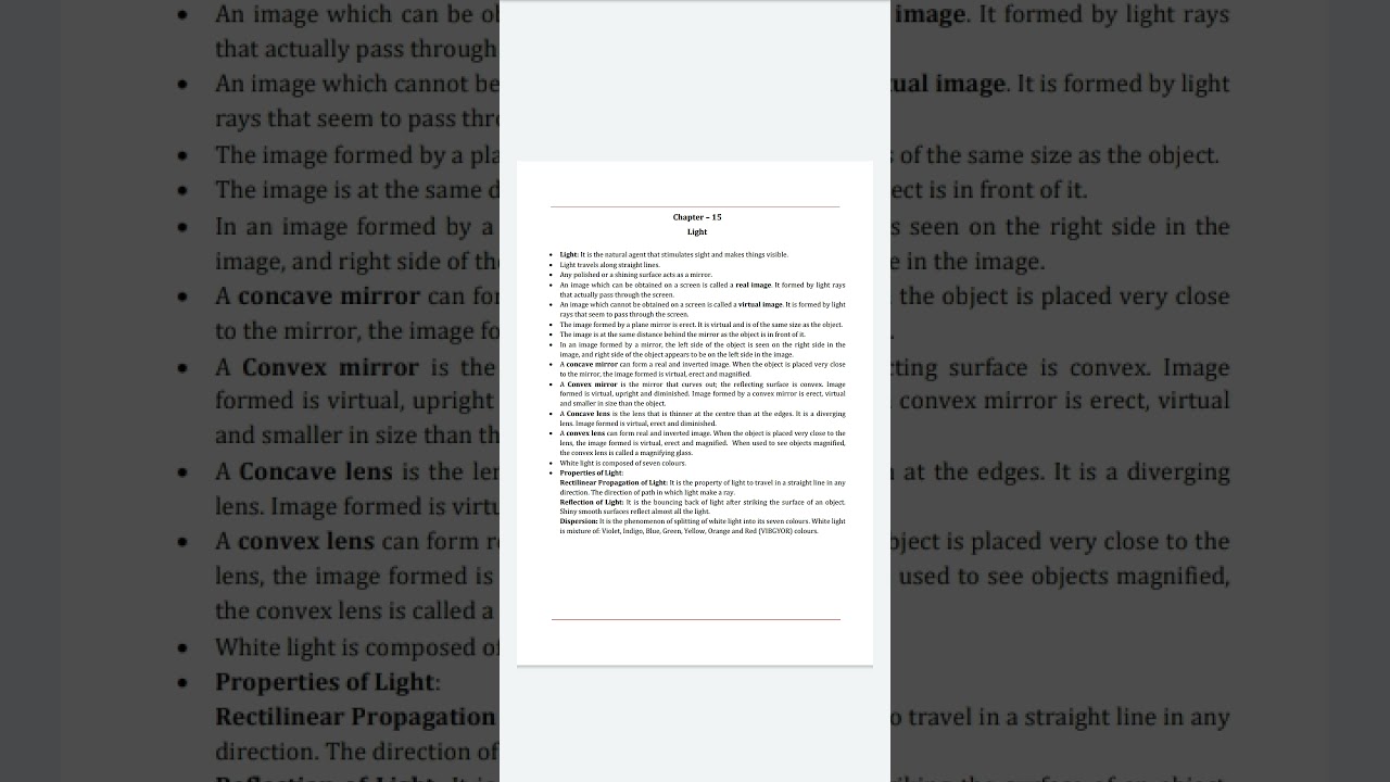 Class 7 chapter 15 light chapter Notes - YouTube