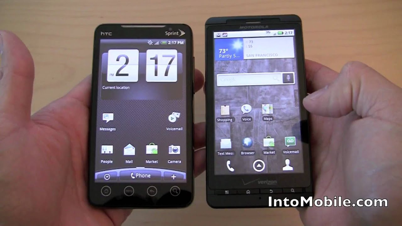 Verizon Motorola Droid X vs Sprint HTC EVO 4G - YouTube