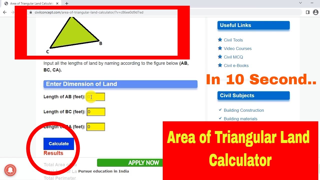 How to Calculate Area of Triangular Land/Three sided land - Tools ...