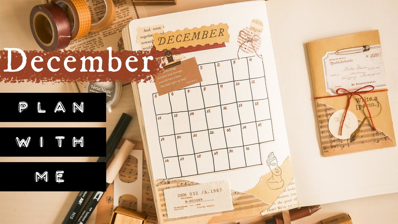 December Collage Bullet Journal Setup | Vintage Theme - YouTube