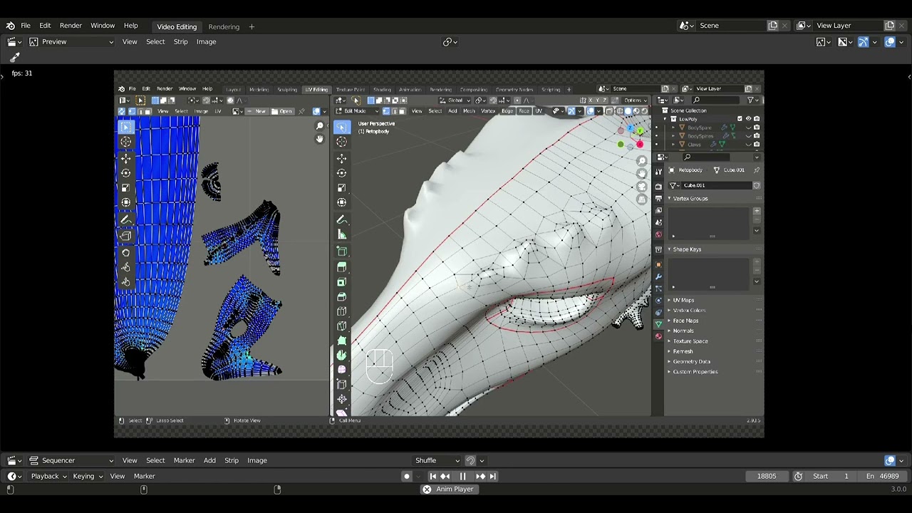 Blender Tutorial | Dragon Retopology/UV Unwrap Part 3 - YouTube