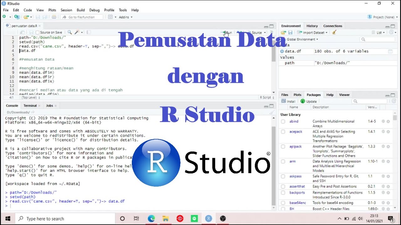 Pemusatan Data dengan R Studio | Mean, Median, Modus - YouTube
