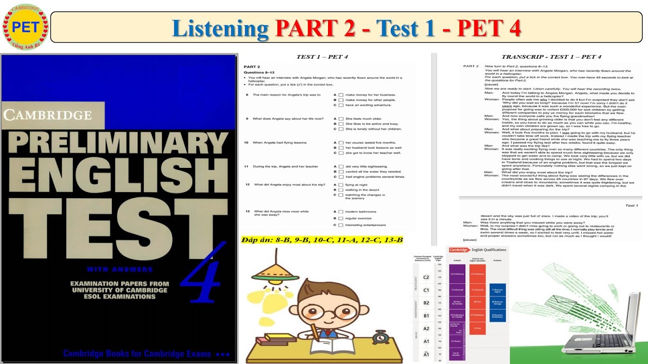 PET 4 Listening Part 2 Test 1 (Transcript + Key) - YouTube