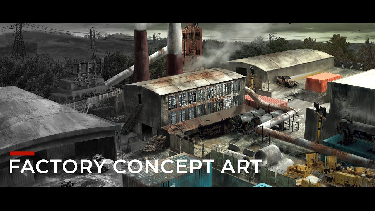 Factory Concept Art | Speed Art | 3DS max, Photoshop. - YouTube