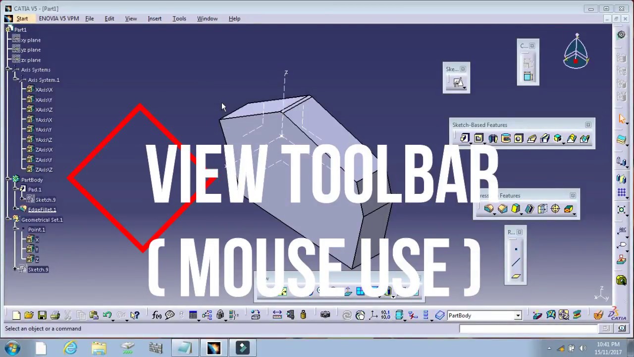CATIA V5-VIEW TOOLBAR(MOUSE USE) - YouTube