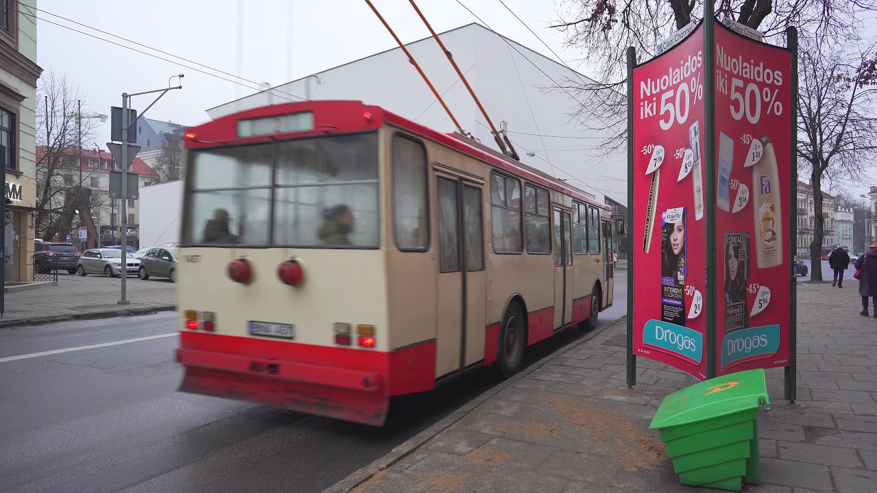 Lithuania, Vilnius, trolleybus 2 ride from Stotis to Trakų Street ...