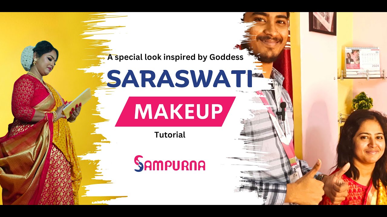 Makeup Tutorial- A Special Look Inspired by Goddess Saraswati || Ft. Akhay Sarkar || Sampurna ...