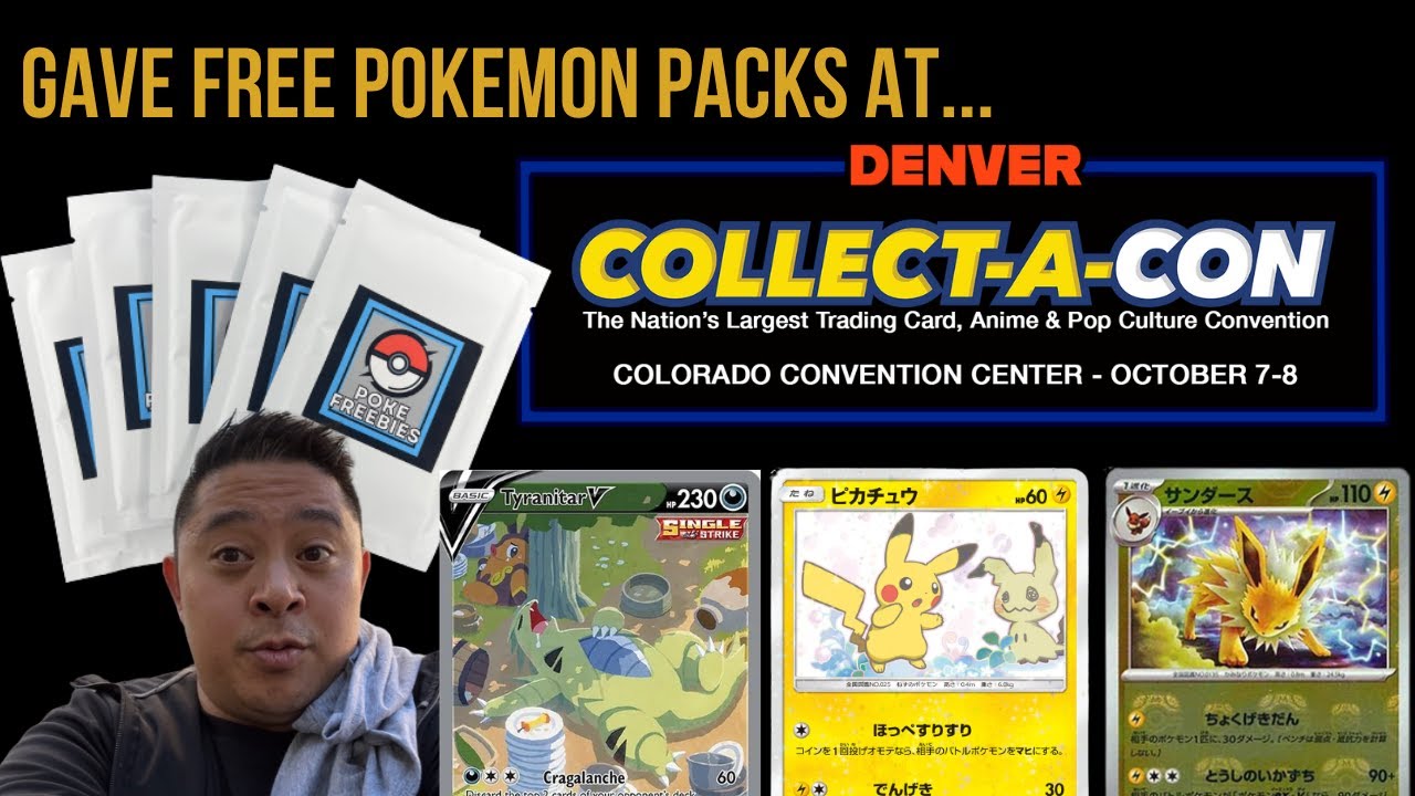 I GAVE AWAY FREE POKEMON PACKS AT COLLECT-A-CON DENVER!!! - YouTube