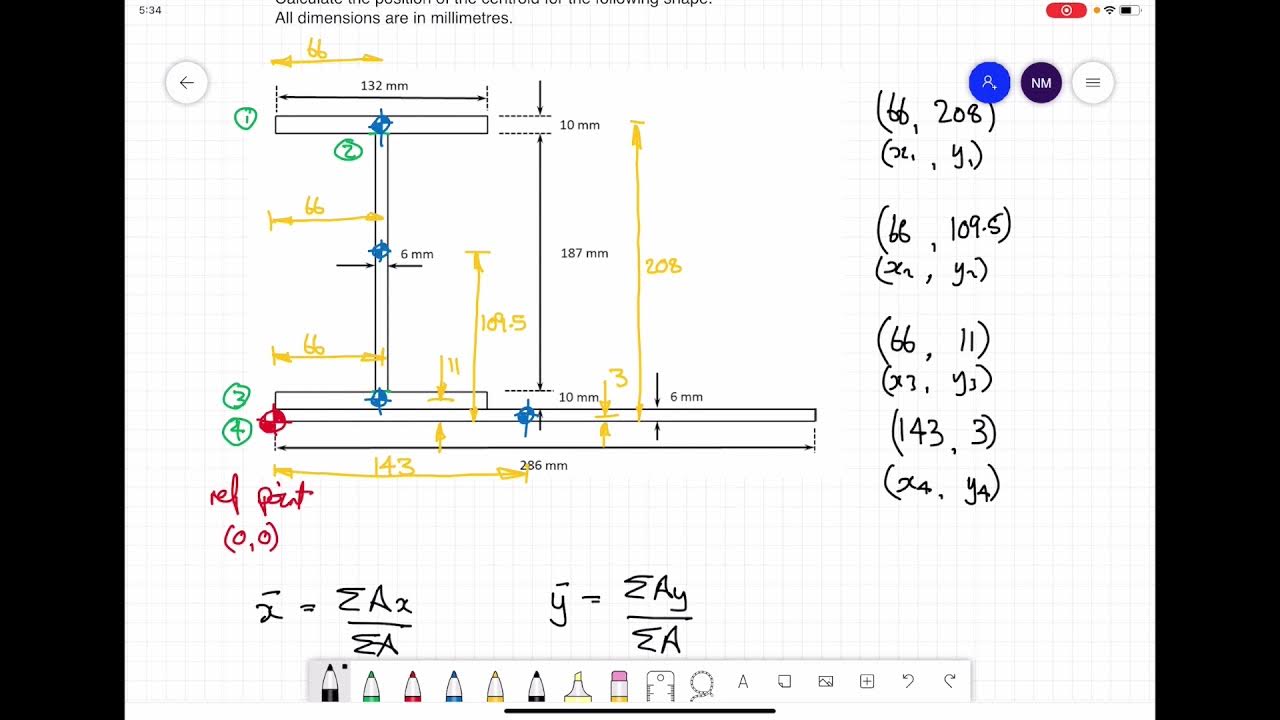 Calculating the position of the Centroid - Example 4 - YouTube