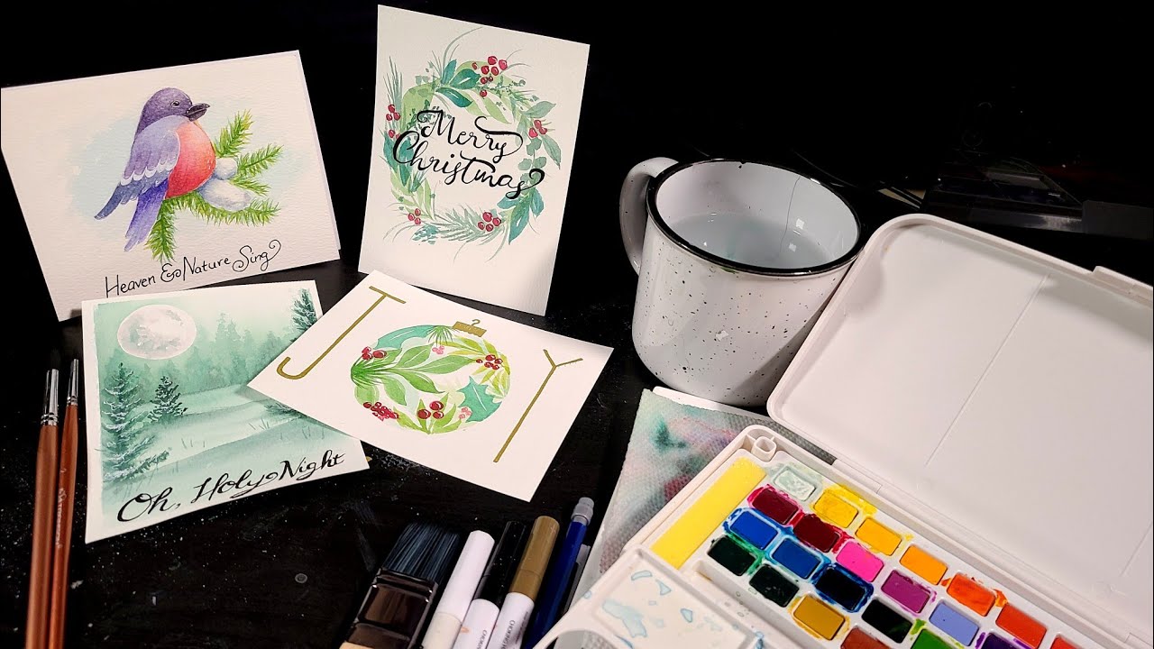 How to Paint DIY Christmas Cards! | LIVE Watercolor Painting Class ...