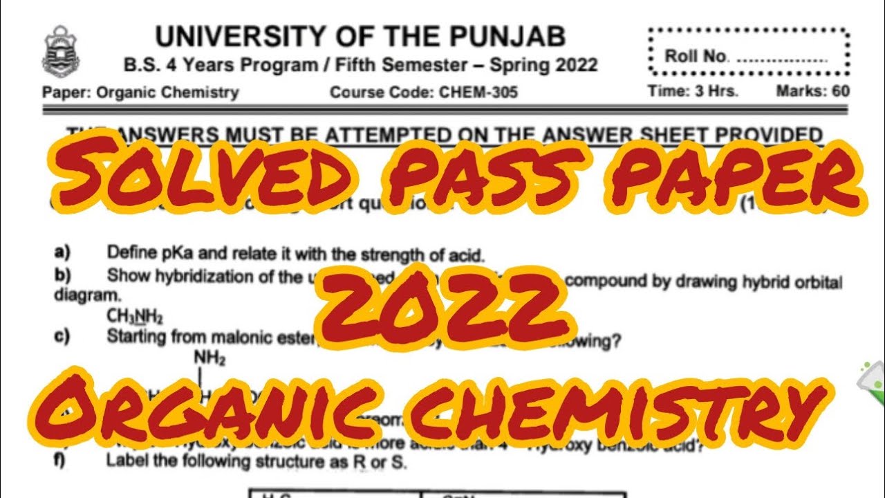 Solved pass paper organic chemistry|| Organic chemistry || pass paper ...