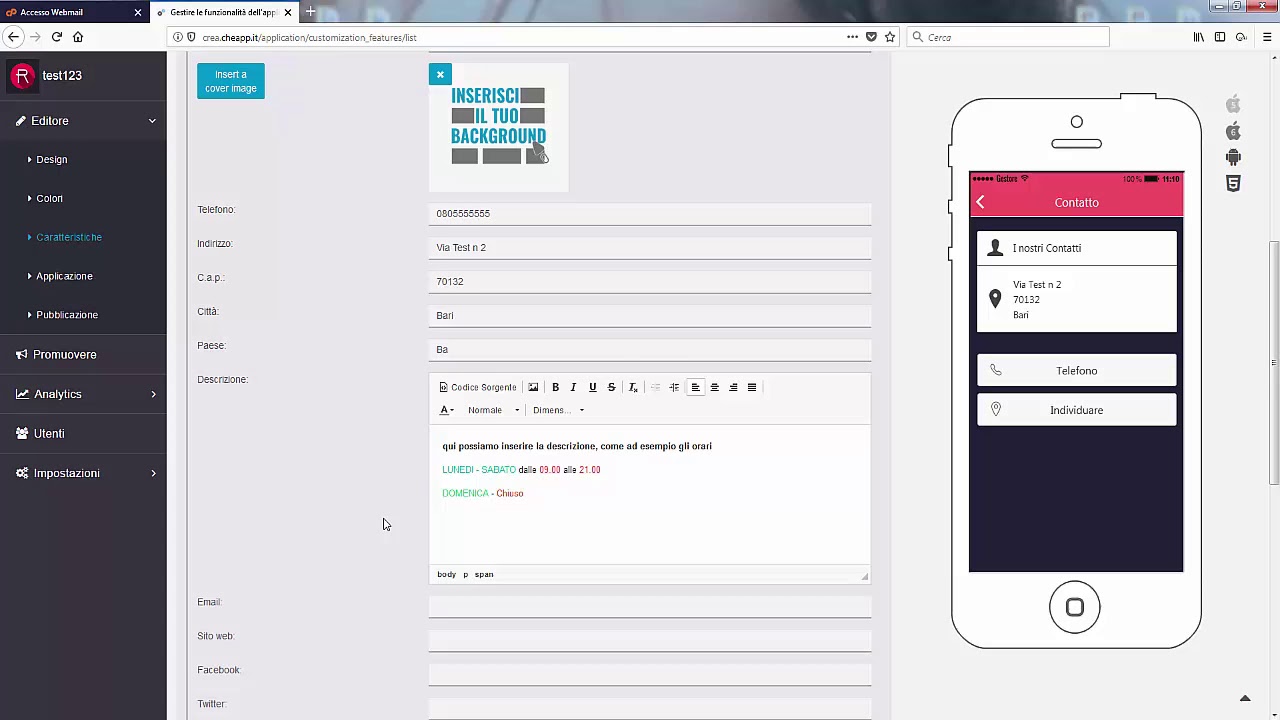 CheApp! Sezione Caratteristiche - Pagina "Contatti" - YouTube