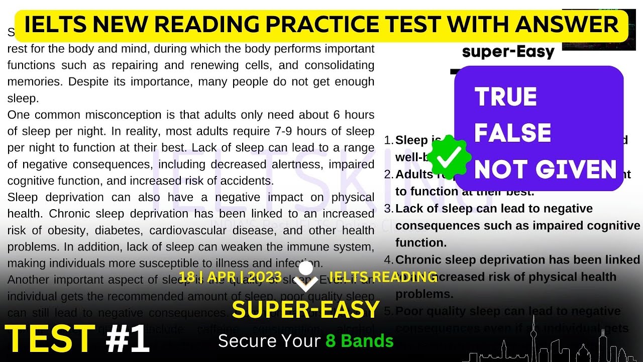 IELTS Reading practice test with Answers And explanation (T/F/NG) - YouTube
