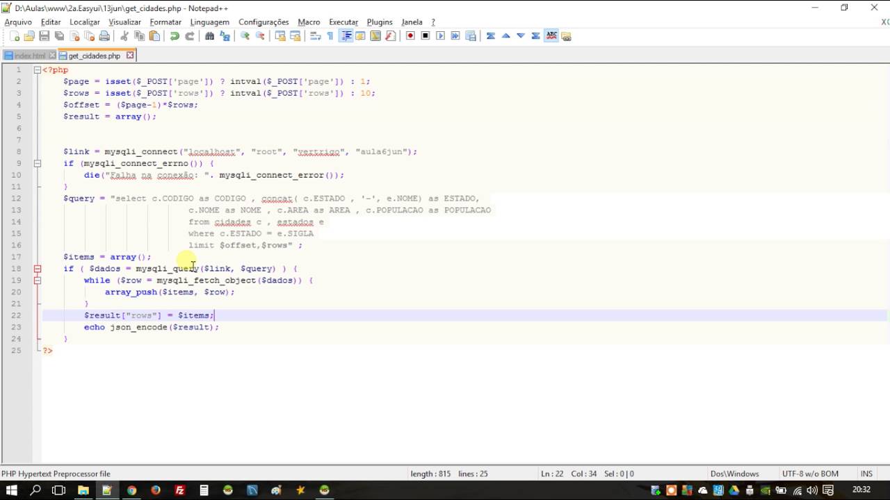 UFTM - CTIT - Aula 13/06/2016 - PHP + MySql + Html + jQuery EasyUI (COMBOBOX) - Parte 4-6 - YouTube