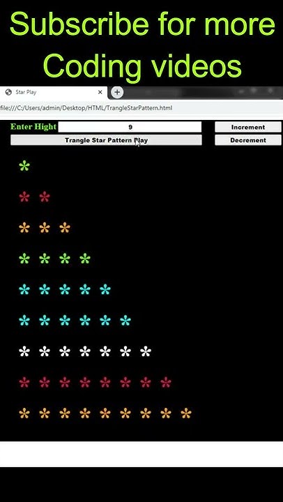 Html Css And Javascript Code To Print Triangle Star Pattern Shorts Youtube 