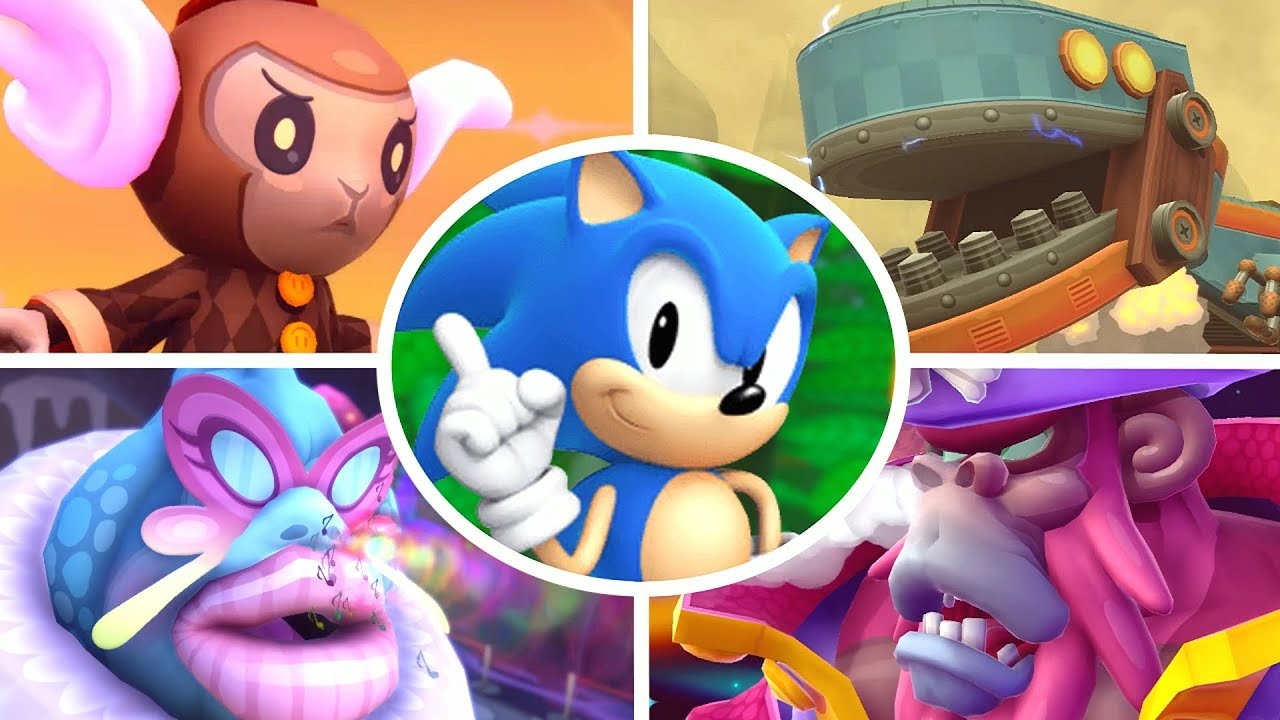 Super Monkey Ball Banana Blitz HD - Sonic vs All Bosses - YouTube