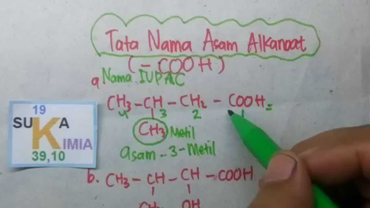 Tata nama Asam Alkanoat - kimia SMA - YouTube