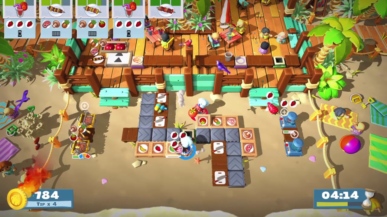 Overcooked 2 - Surf'n'Turf 3-4 - 2 players - Score: 3188 - YouTube