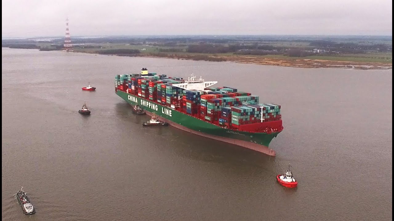 CSCL Indian Ocean auf Grund gelaufen - Haverie auf der Elbe - YouTube