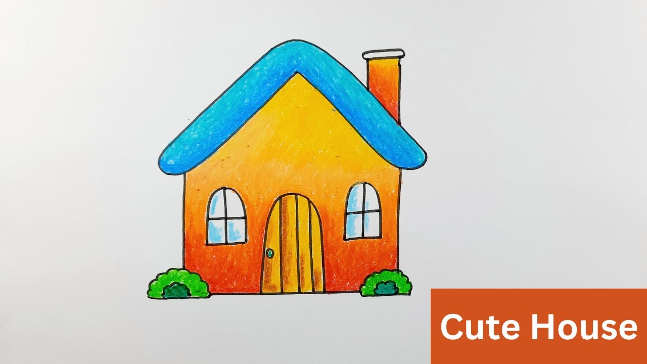 Cute House drawing tutorial for kids/ how to draw Cute House ? - YouTube