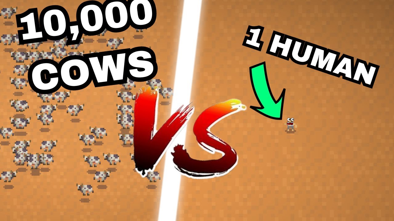 What happens if 10000 COWS go against 1 HUMAN??? - YouTube