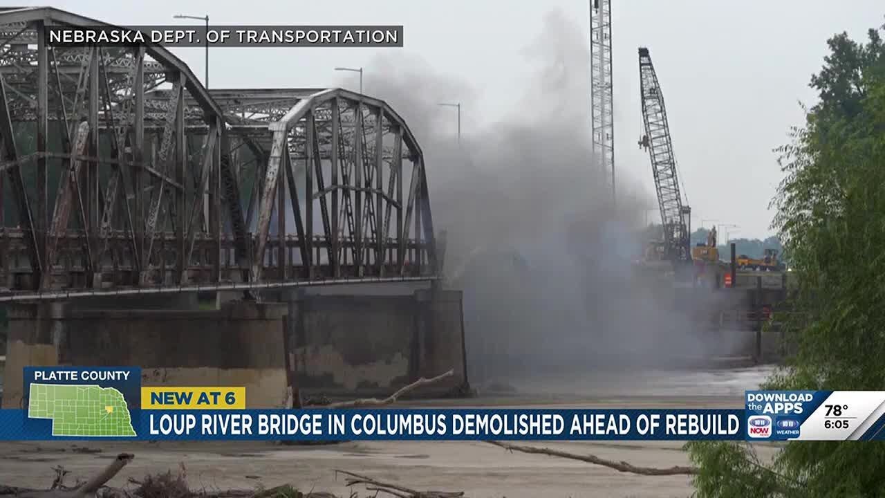 Loup River Bridge in Columbus demolished ahead of rebuild - YouTube