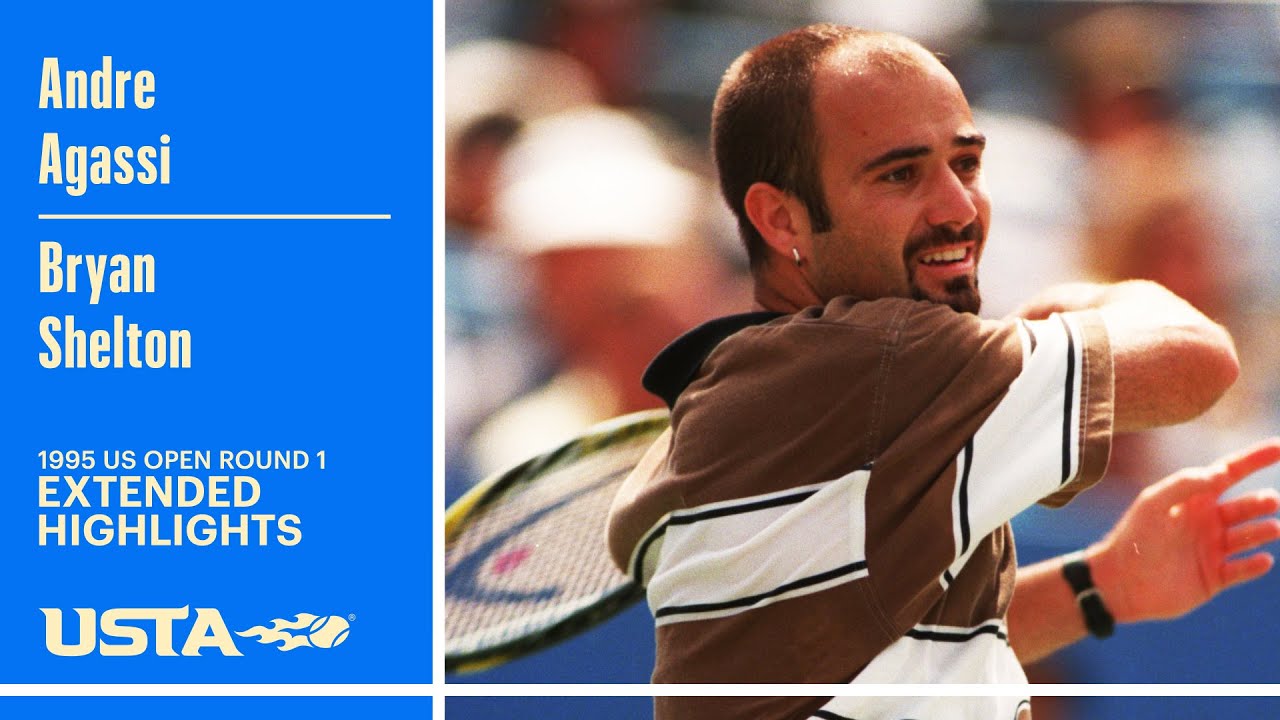 Andre Agassi vs. Bryan Shelton Extended Highlights | 1995 US Open Round ...