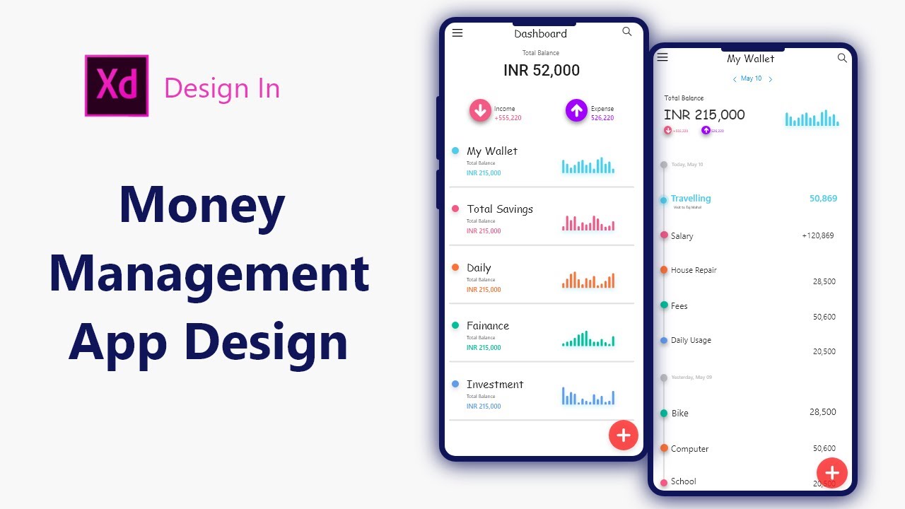 Money Management Mobile App Design | Design In Adobe XD | Adobe XD ...