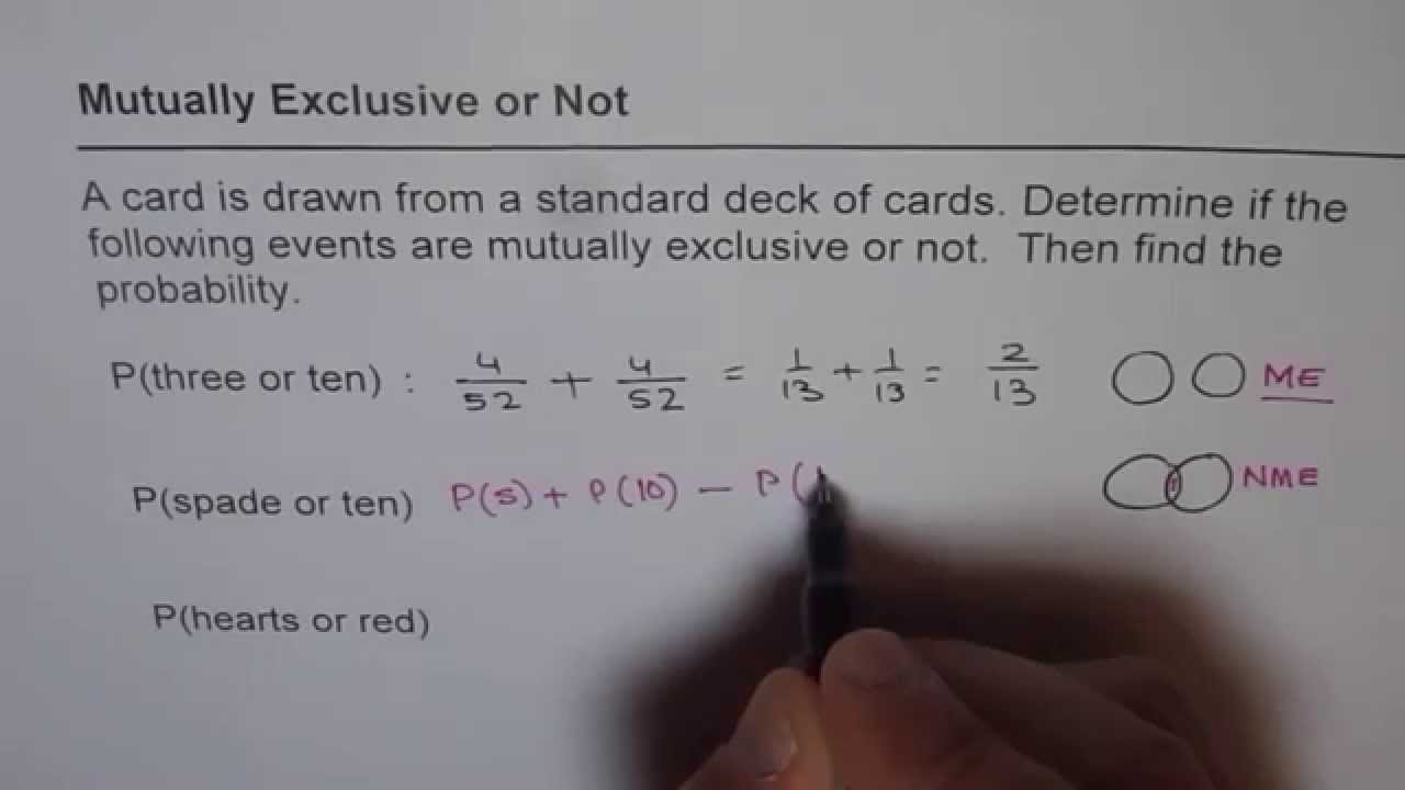 Probability of Mutually Exclusive Event or Not - YouTube