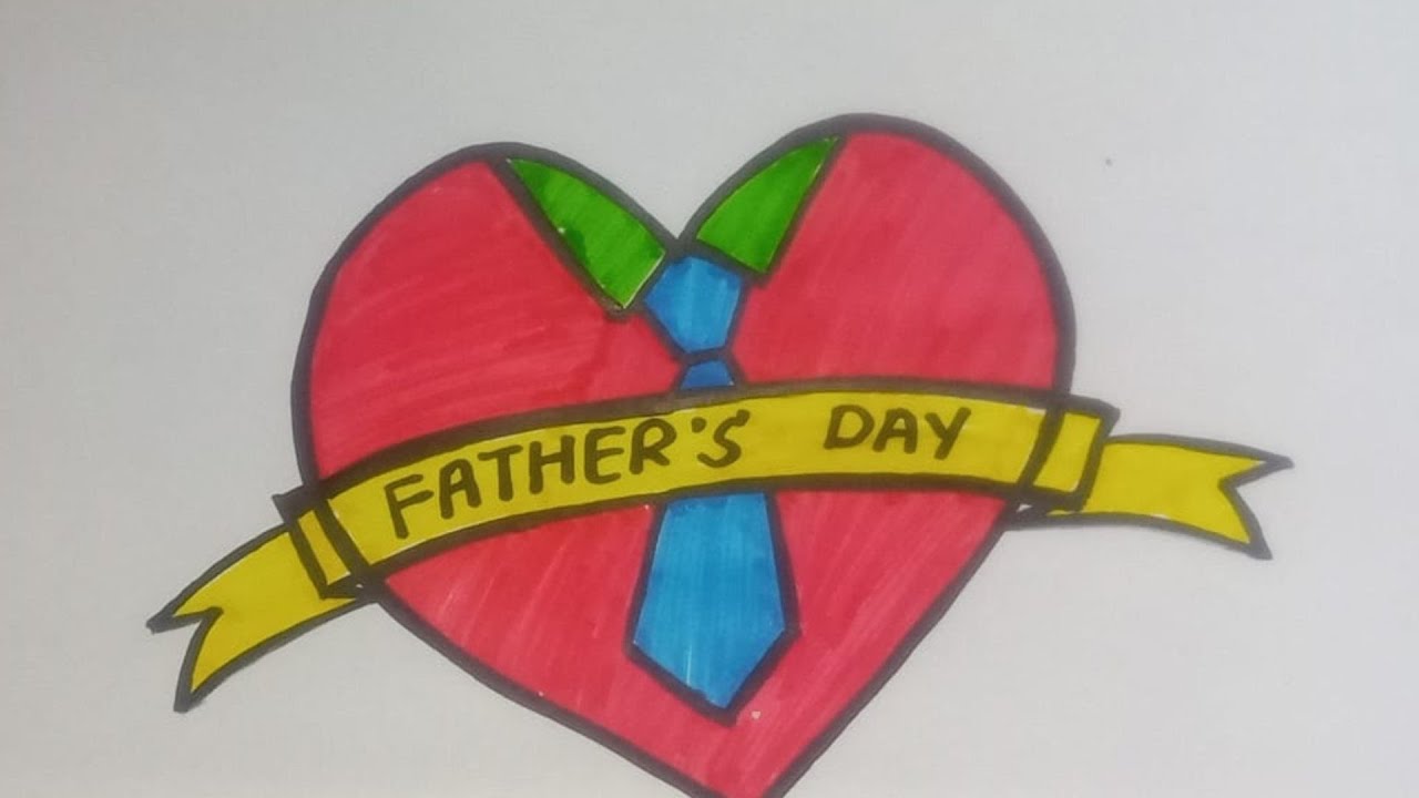 Father's day || Father's day drawing :: How to draw a best dad heart ...