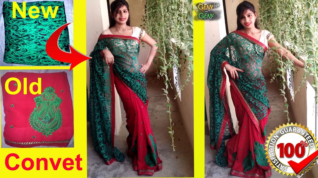 Beautiful Hand Made Designer Half Half Saree From Old Saree | New Ides ...