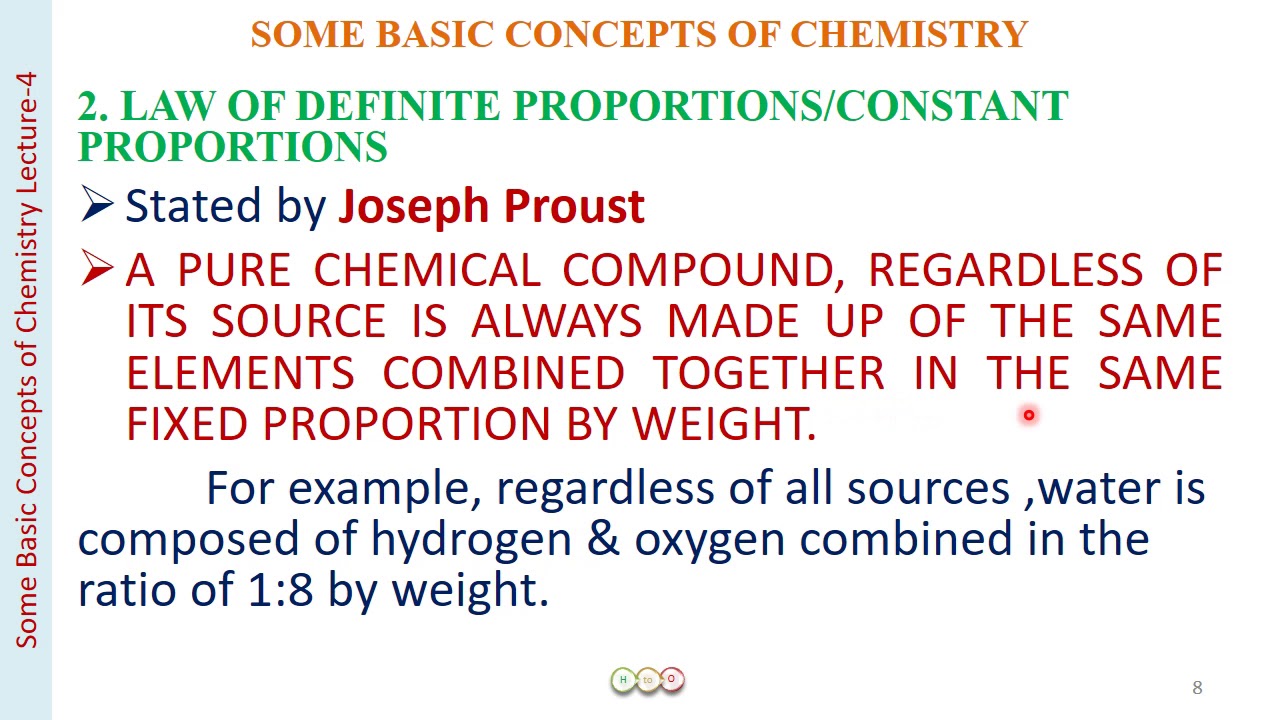 LAW OF CONSERVATION OF MASS/DEFINITE PROPORTION/MULTIPLE PROPORTION ...