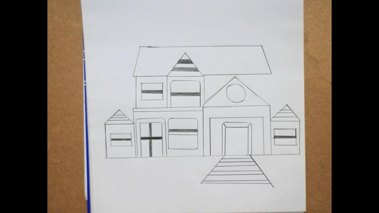 How to draw banglo step by step - YouTube