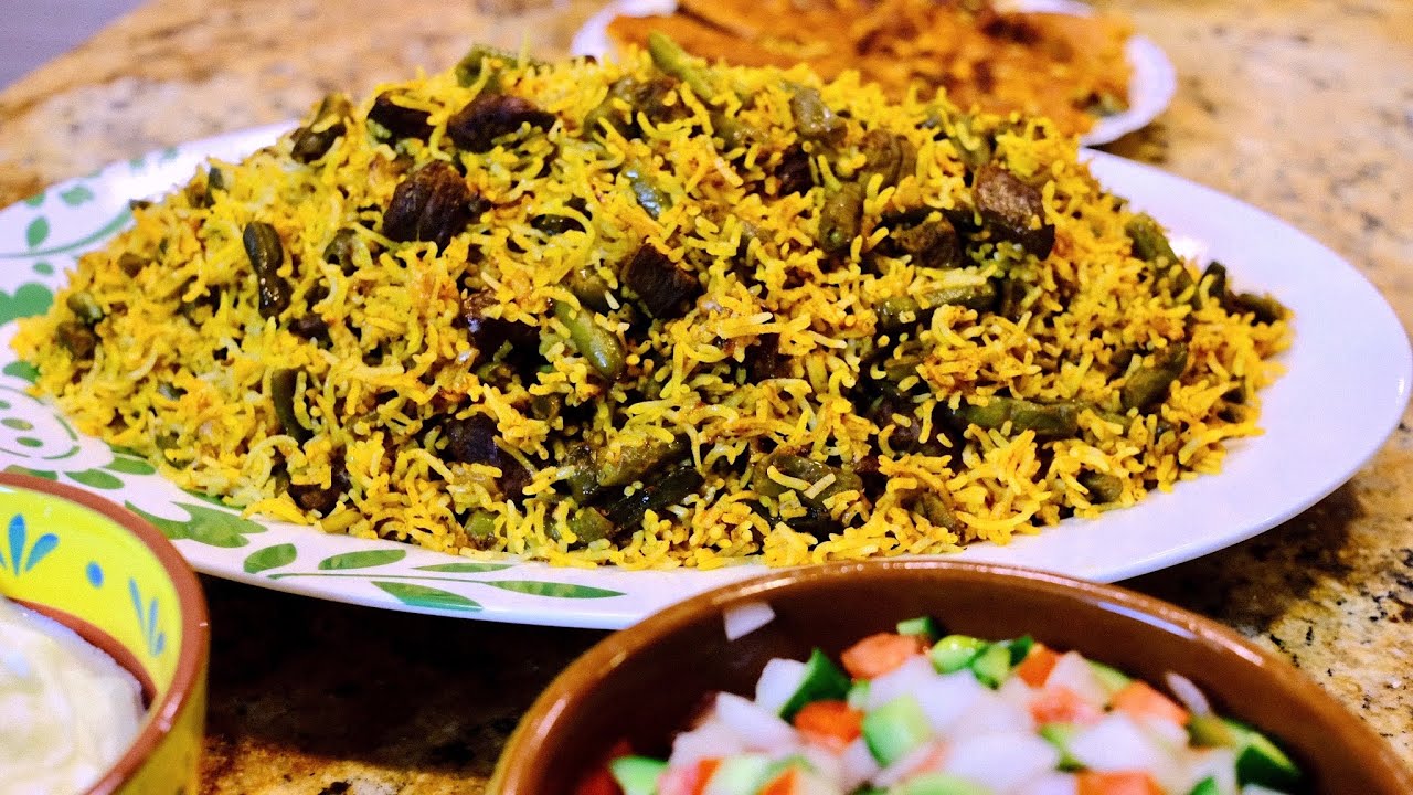 Lubia Polo (Persian Green Bean Rice) - Cooking with Yousef - YouTube