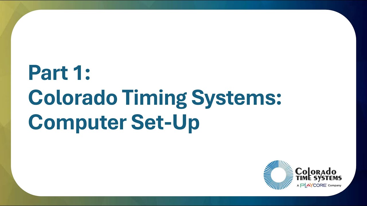 Colorado Timing Systems Gen7: Computer Set Up - YouTube