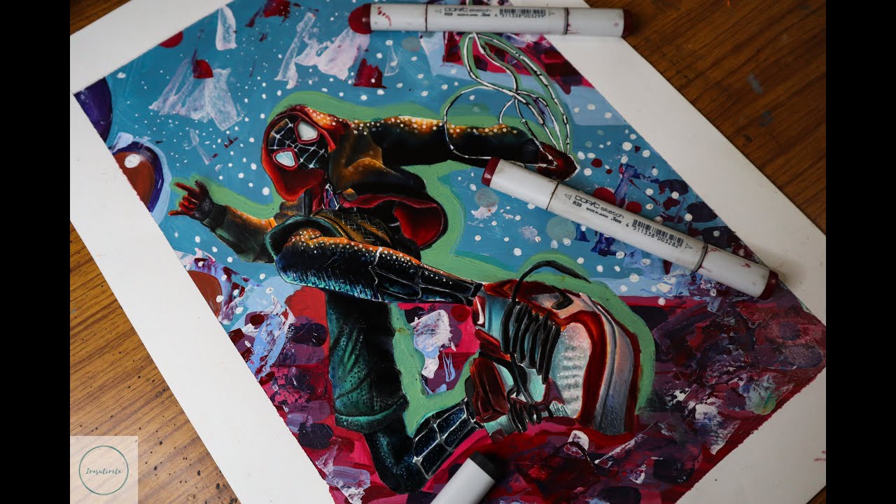 DRAWING MILES MORALES | SPIDERMAN ACROSS THE SPIDER-VERSE || COPIC ...