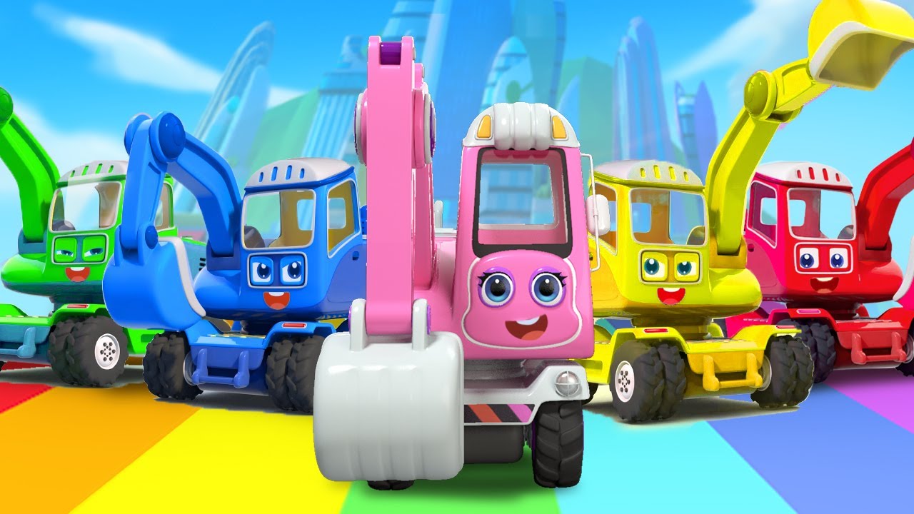 Ten Excavators Song | Learning Vehicles | Car Cartoon | Kids Cartoon ...
