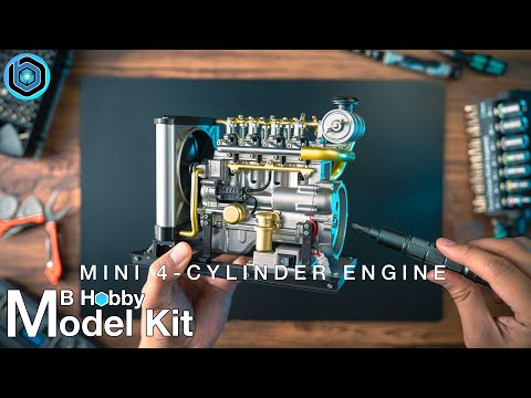Build a Mini 4 Cylinder Engine Model Kit | Speed Build | Stirlingkit