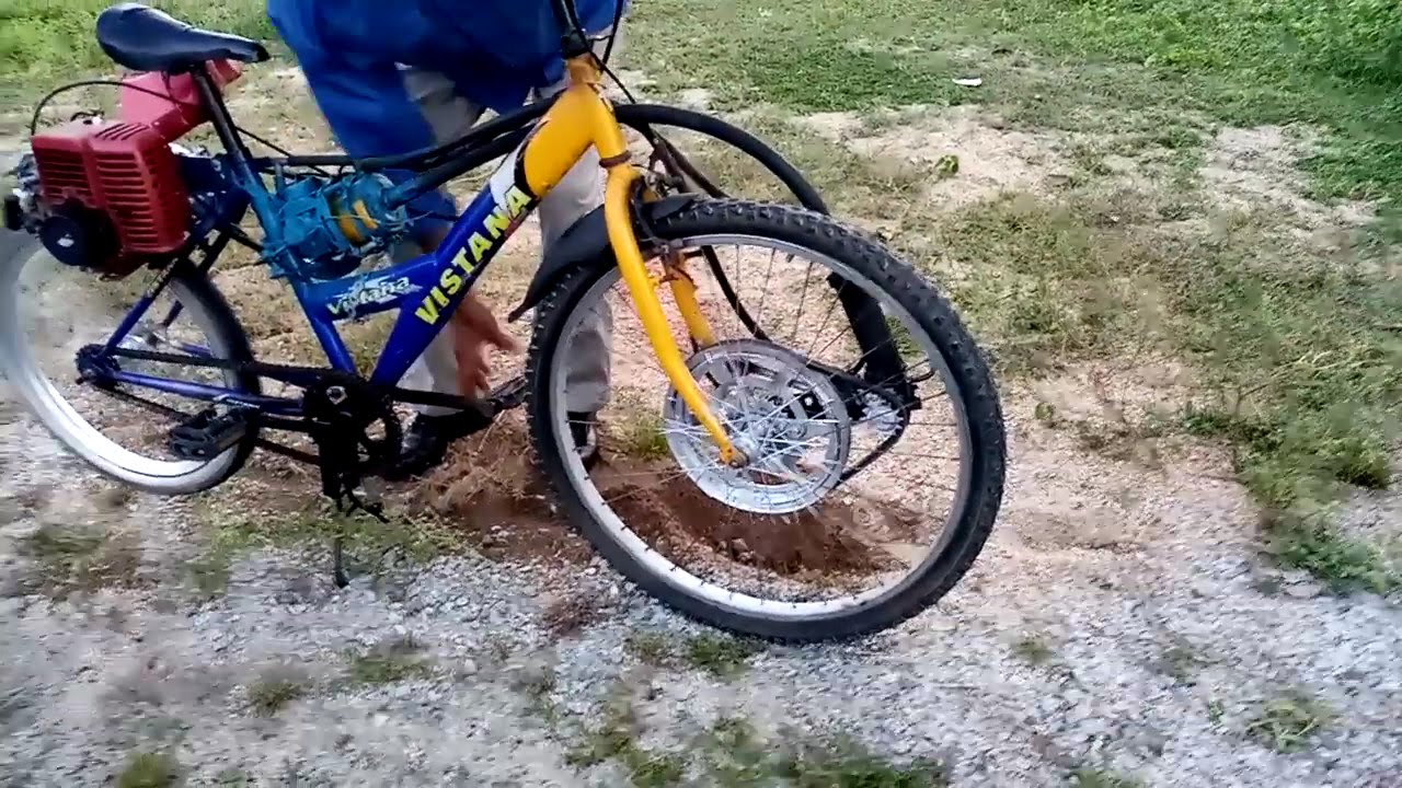 Front wheel drive motorized bicycle - YouTube