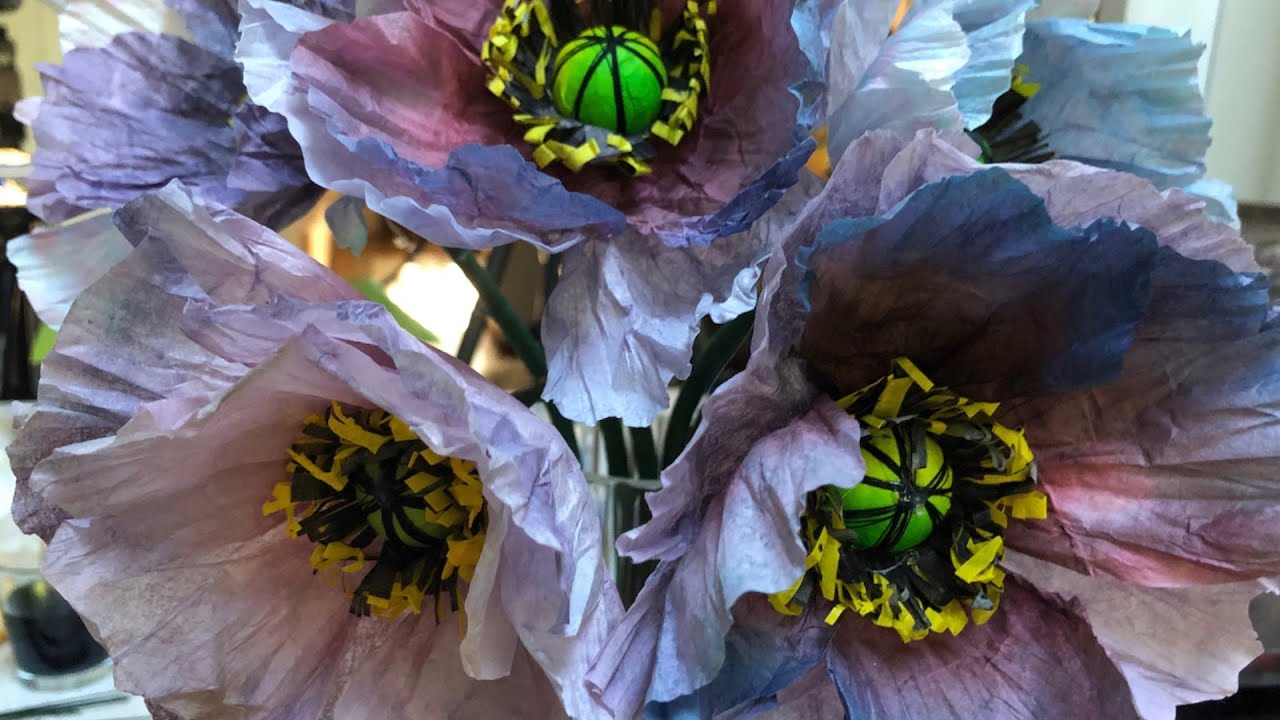 Coffee Filter Purple Paper Poppies - YouTube