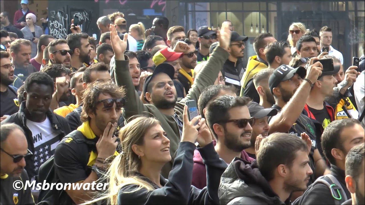 AEK Athene Fans on the way to the johan cruijff arena Amsterdam, The ...