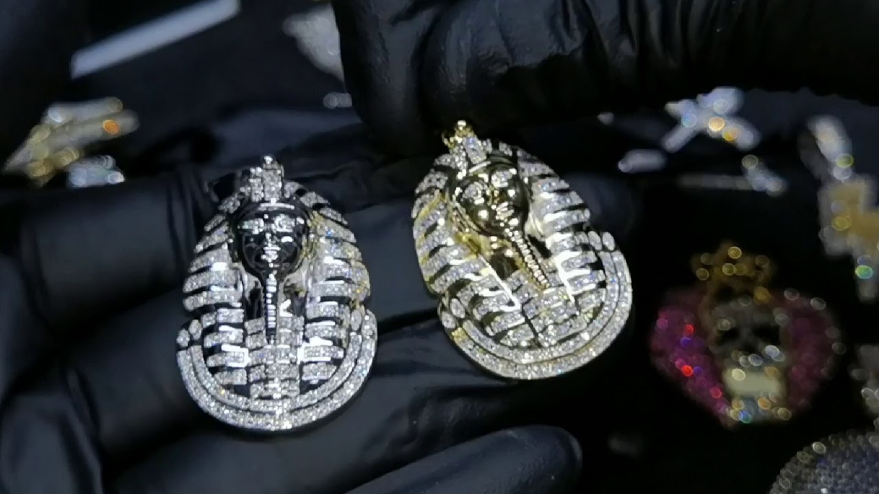 25mm Egyptian Pharaoh Head Hip Hop Cubic Zirconia Pendant # Rapper ...