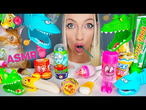 ASMR LOLLIPOP EATING  MIX CANDY, CHUPA CHUPS, 립스틱 사탕, 과자 디저트 (SPRAY SOUR, RAINBOW) SWEETS MUKBANG 먹방