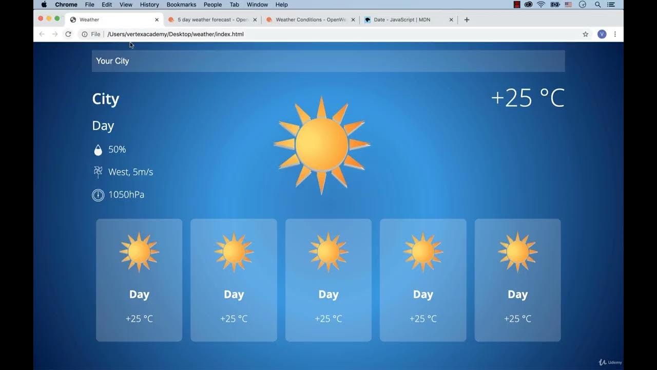 Build Modern JavaScript Projects 0315 Weather JS 5 Day Forecast Part 2 - YouTube