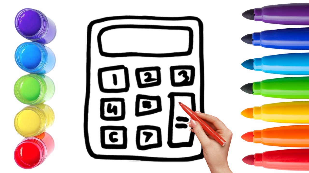 How To Draw cute CALCULATOR EASY Drawing, Painting & Coloring For Kids ...
