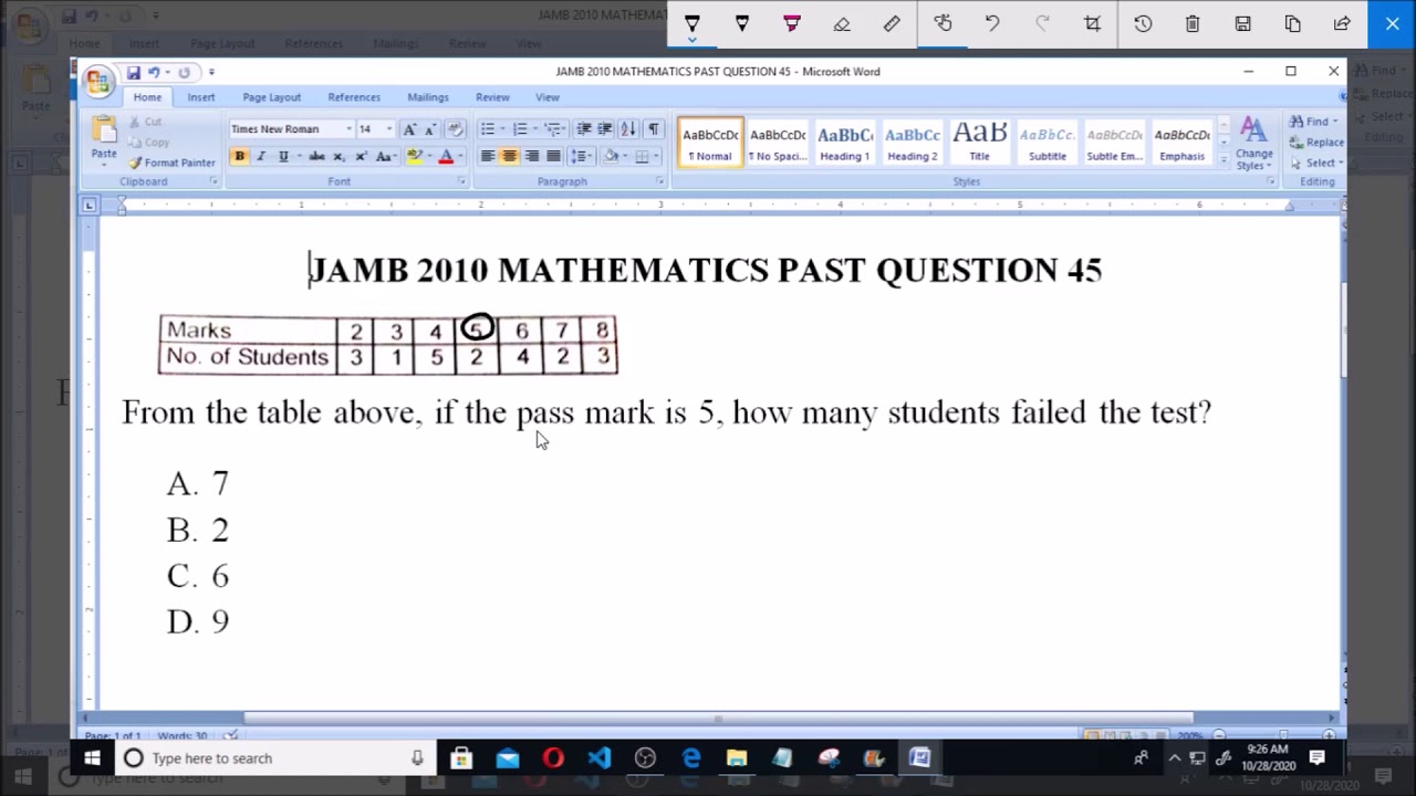 JAMB 2010 MATHEMATICS PAST QUESTION 45 Statistics - YouTube