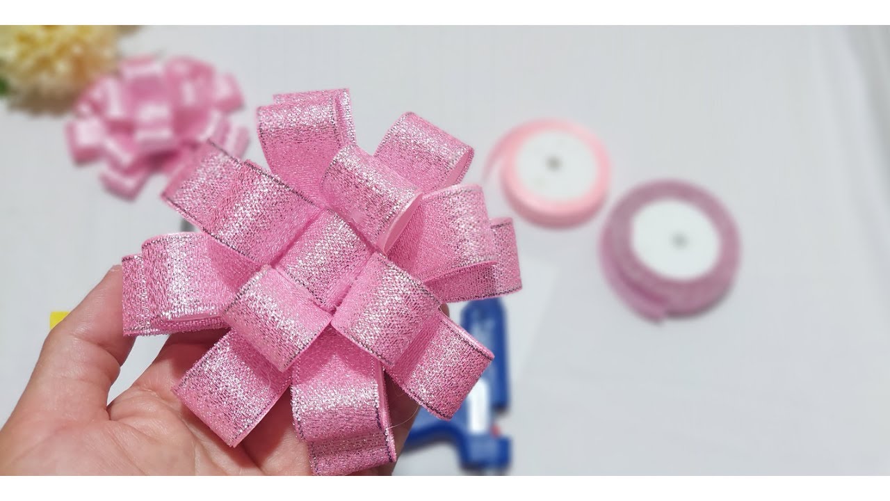 How to make beautiful ribbon flower for gift box | DIY | Ribbon craft ...