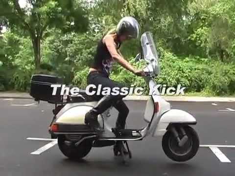 Vespa sisters , Classical cute and sexy Vespa girls kickstart scooter