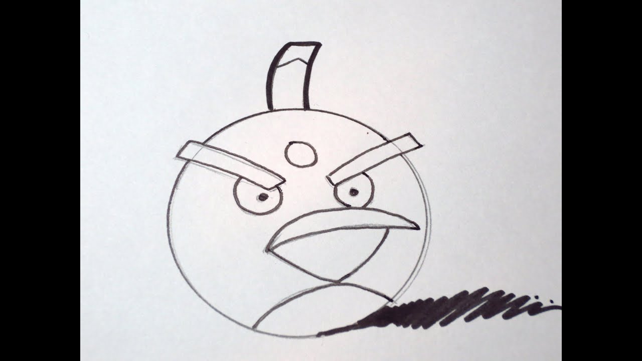 How To Draw Angry Birds Bomb Bird - YouTube